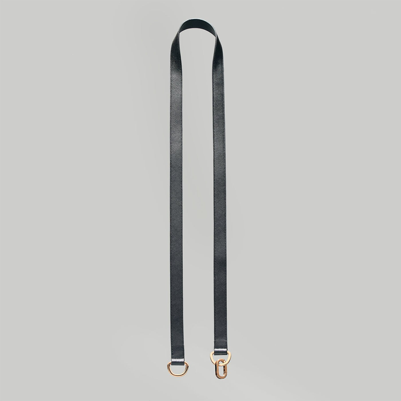 Luxury dog leash in black Saffiano leather with Gold